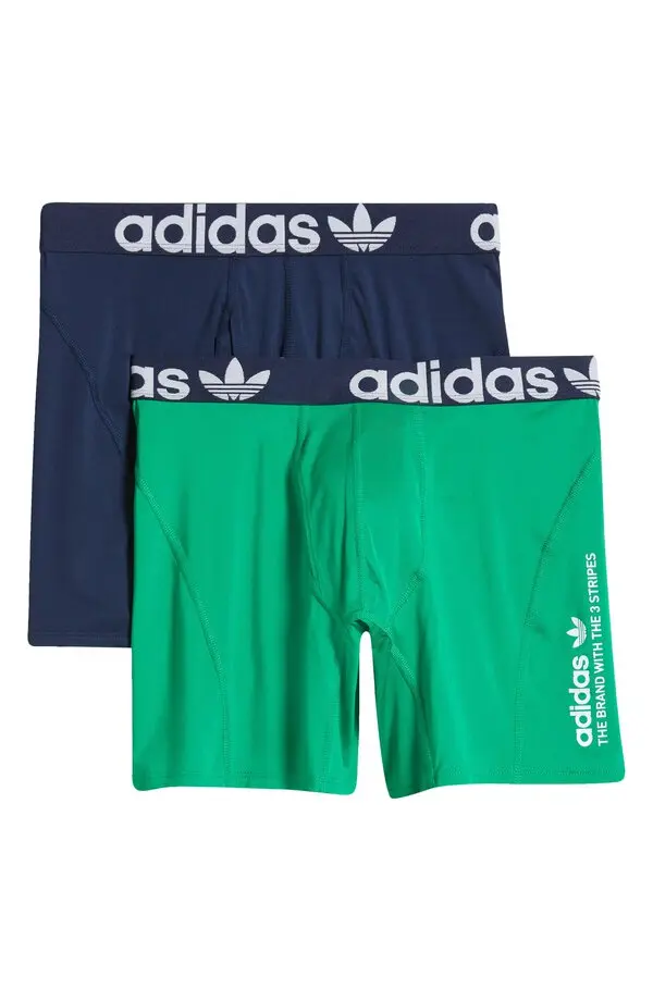 Adidas Assorted 2-pack Trefoil Boxer Briefs - Night Indigo/ Green/ White | Editorialist